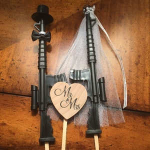 Machine Gun Weapon Wedding Cake Topper Army Police Themed Hunting Groom ...