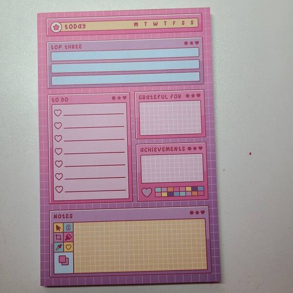 Artsy Aesthetic Daily Planner Pad | Kawaii Art Aesthetic Stationery - Etsy