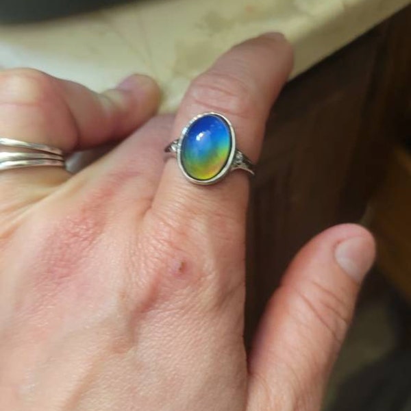 Adult Mood Ring, Silver Plated Color Changing Mood Ring, Size 7 8 9 10 ...