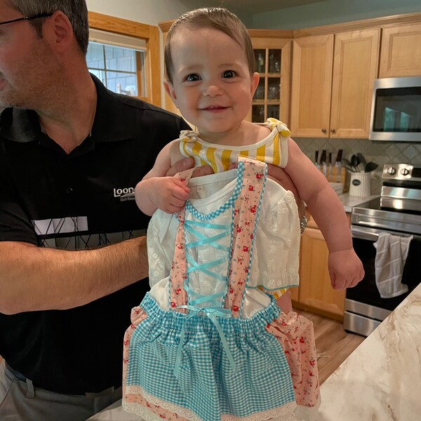 Baby‘s First Dirndl, Baby Dirndl, Light Blue Checkered Christening Robe ...