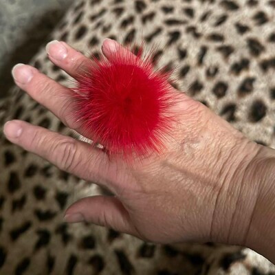 Black Furry Ring, Mink Pompom Ring, Mink Finger Ring With Genuine ...