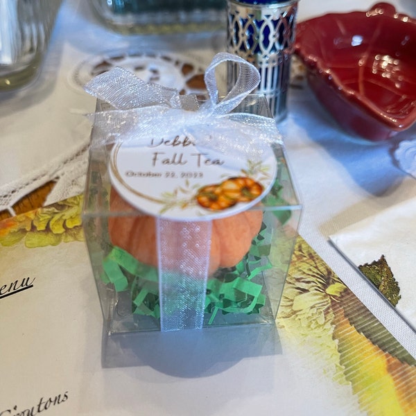 Bulk Mini Pumpkin Candles With Custom Labels, Autumn Wedding Favor ...