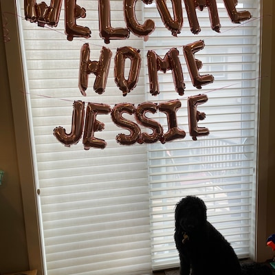 WELCOME HOME Balloon Banner W/ Custom Name Letter Balloons Gold Silver ...