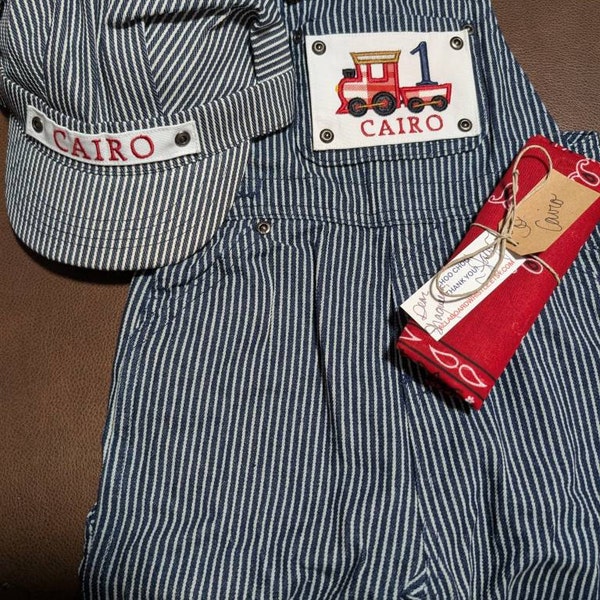 Personalized Conductor Outfit, Toddler Boy Train Overalls, Boy Engineer ...