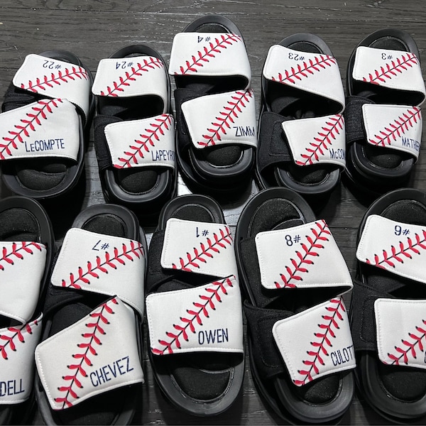 Custom Baseball Slides Flip Flops Sandals - Custom Baseball Sandals ...