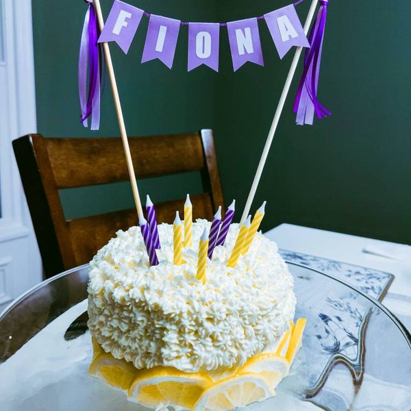 Purple Birthday Cake Topper - Purple Party Decor - Purple Name Banner ...