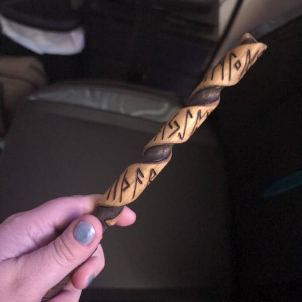 Runecaller Norse Rune Wand Volva Staff Distaff Asatru Altar Divination ...