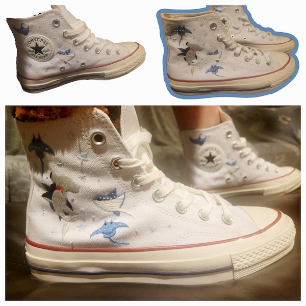 Custom Embroidered Converse, Hammerhead Sharks and Manta Ray ...