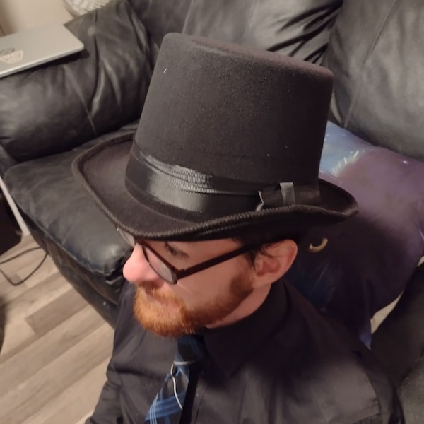 Deluxe Felt Top Hat High Crown Victorian Dickens Black Steampunk Dapper ...