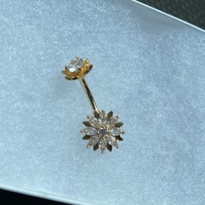 Personalized Initial Belly Button Ring Dainty 14k Gold Belly - Etsy