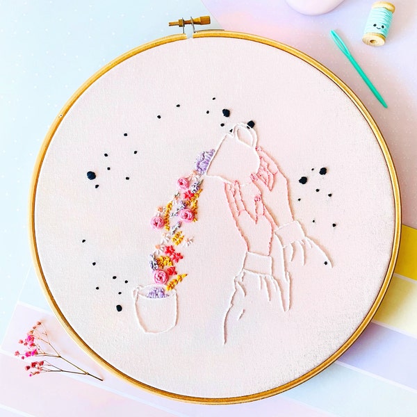 PDF PATTERN. Flower Cup Embroidery Design. Fine Line Embroidery ...