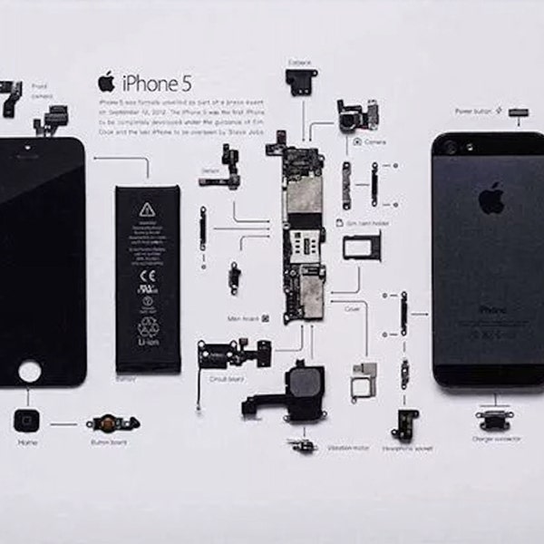 IPhone 5 Black Teardown Art - Digital Template - Apple - iPhone ...