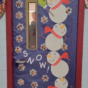 Snowman Winter Door Decor: Classroom Bulletin Board Kit (printable PDF ...