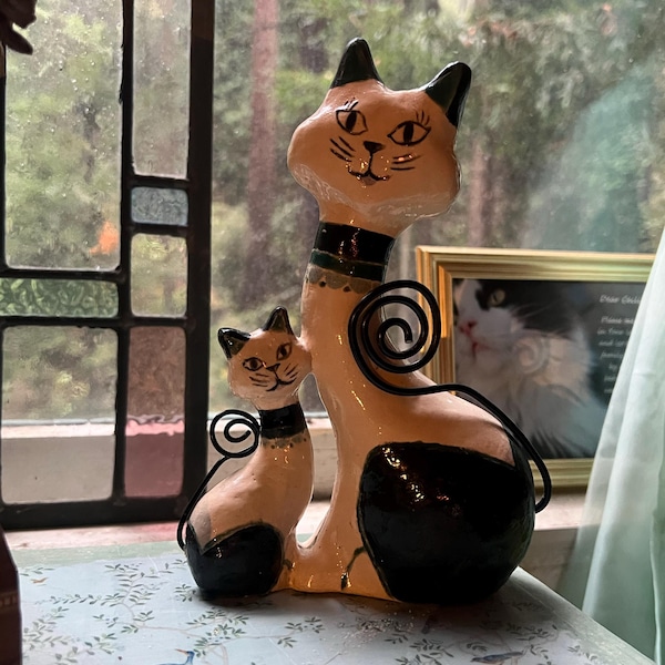 Ceramic Cat Sculpture, Orange Cat Sphere Sculpture, Pottery Cat Décor ...