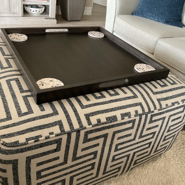 Solid Wood Ottoman Tray, Oversized, Extra Large Tray With Handles, XXL ...