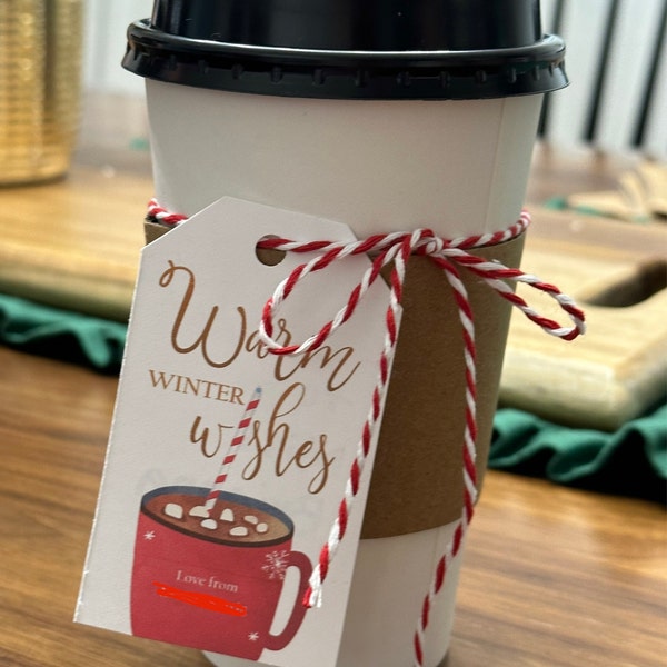 Editable Warm Wishes Tag Personalized Christmas Tag Hot Cocoa Tag ...
