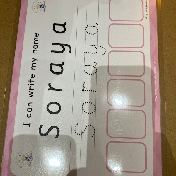 Personalised Name Tracing Worksheet: Early Years Learning (laminated ...
