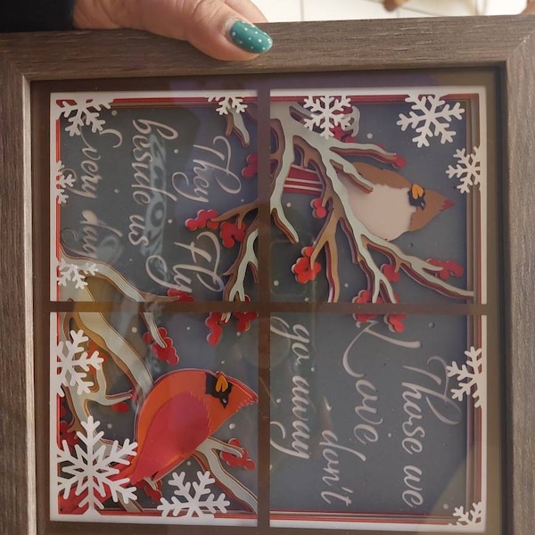 Cardinals Outside Window Shadow Box SVG / Memorial Shadow Box/ Cardinal ...