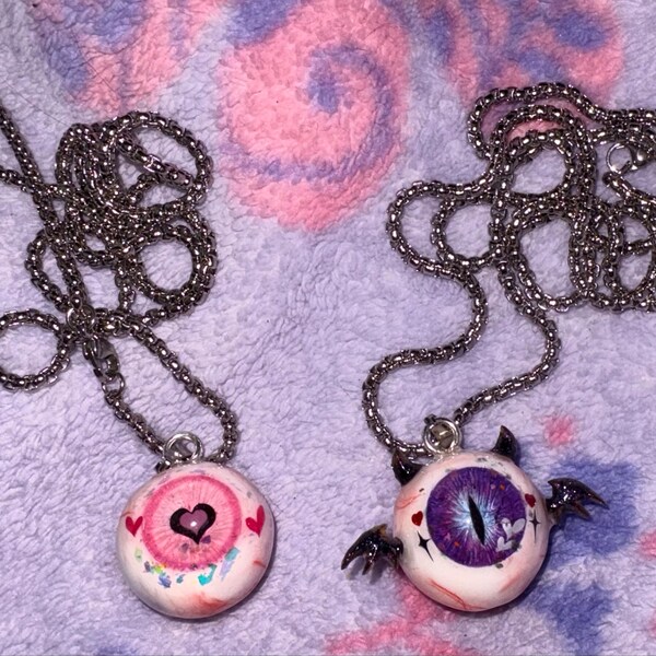 Handcrafted Resin Purple Devil Eyeball Jewelry - Eyeball Necklace ...