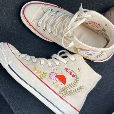 Embroidered Converse/mushroom Converse/embroidered Orange Mushrooms and ...