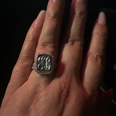 Monogram Sterling Silver CZ Victoria Ring - Etsy