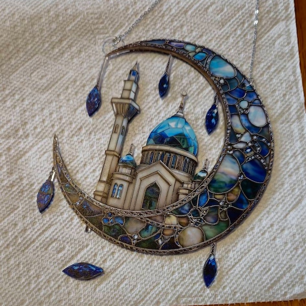Ramadan Mubarak Crescent Moon Window Hanging: Islamic Home Decor - Etsy