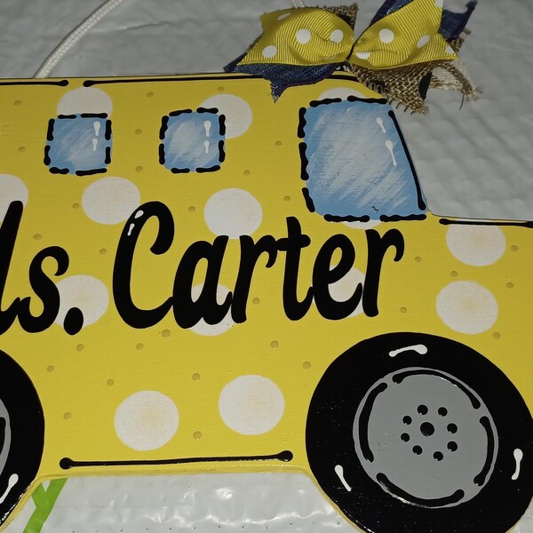 Personalized SCHOOL BUS Teacher SIGN Back to School Class Classroom ...