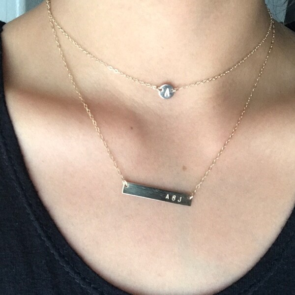 Personalized Choker Necklace, Initial Disc Choker, Gold Choker Necklace ...