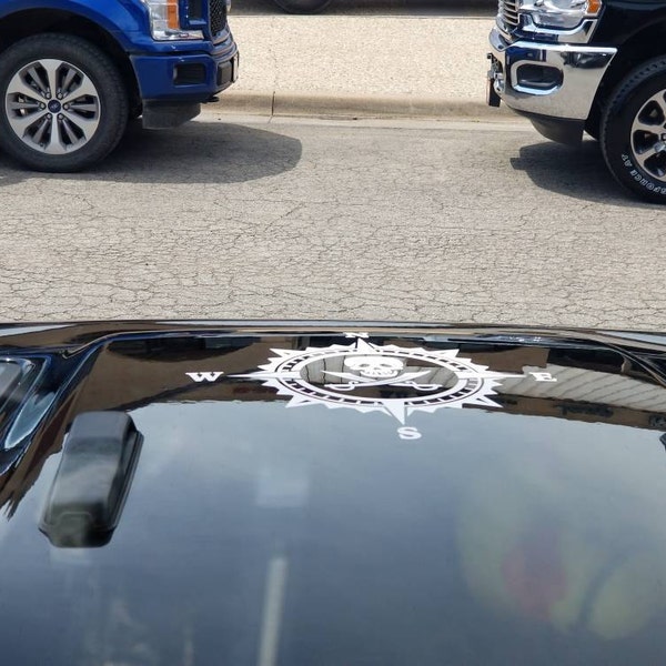 Pirate Skull Compass Vinyl Decal Sticker, Compass Rose, Ship Captain ...