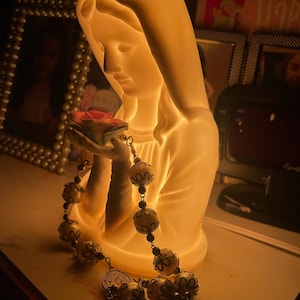 Porcelain Madonna Night Light: Holy Mary With Rose, Choice of Veil - Etsy