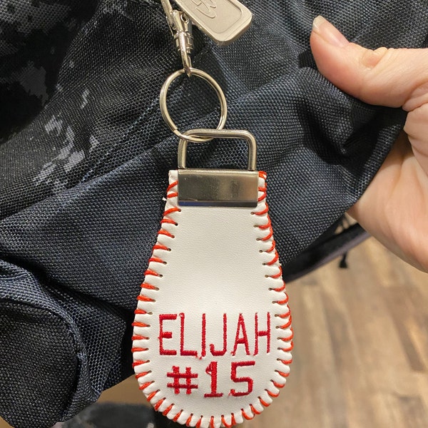 Softball Keychain Personalized Softball Key Chain, Embroidered Softball ...