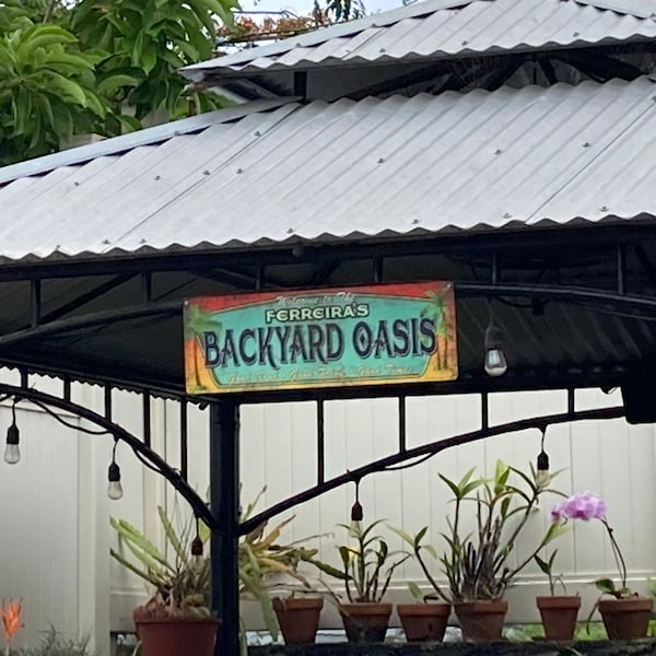 Personalized Backyard Oasis Sign, Poolside Paradise, Welcome Sign ...