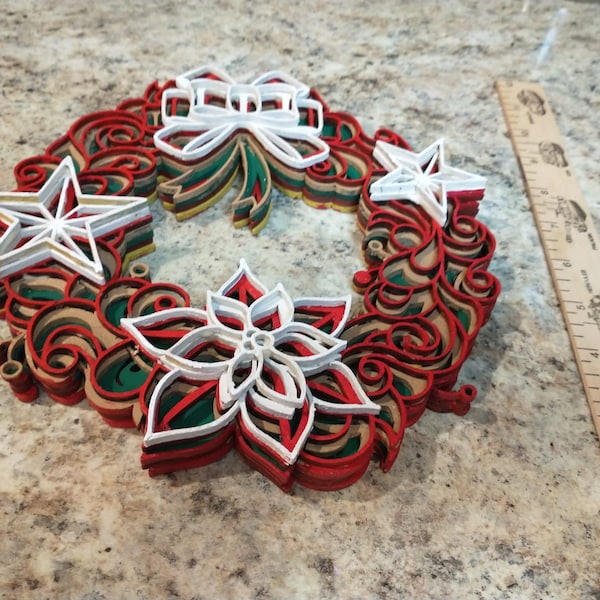 Christmas Wreath 3D Zentangle Svg Files, Multilayer Panel for Laser ...