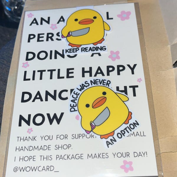 Chick Duck With Knife Magnetic Bookmark, Duck Meme Bookmarks, Handmade ...