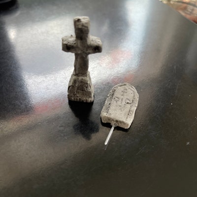 Tiny Mini Cemetery Headstone Tombstone Concrete Potted Plant Terrarium ...