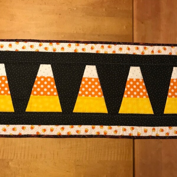 PDF Candy Corn Table Runner, Halloween Quilted Table Decor and Pillow Black Pink Orange - Etsy