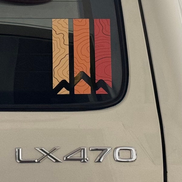 Retro Mountain Topographic Decal - Etsy