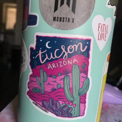 Vinyl Sticker Pink Tucson Weatherproof Decal Cactus Sticker for Water ...