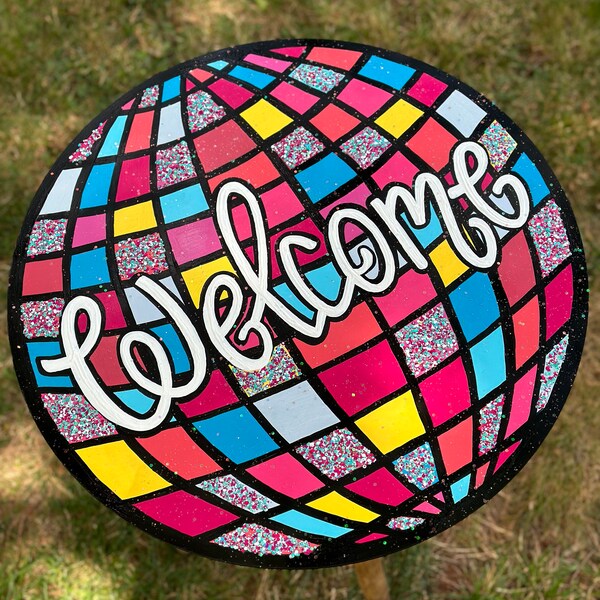 TEMPLATE - Disco Ball Template Door Hanger Template - DIY Door Hanger ...