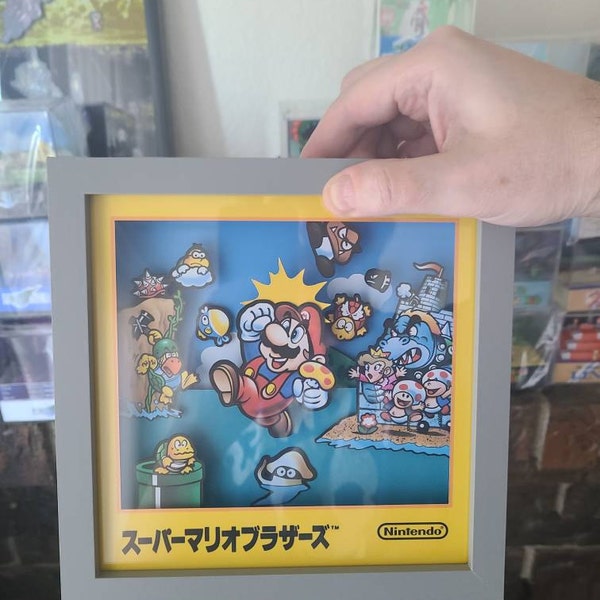 Super Mario World Pixel Art Shadow Box - Handmade - 3D Layered - Framed ...