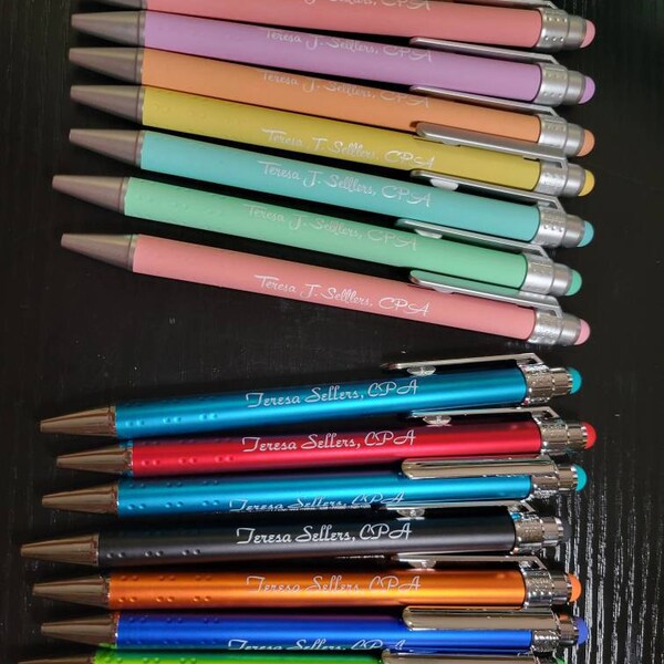 12 Custom Printed Pastel Bright Vibes Imprinted Pens Personalized ...