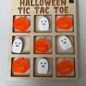 Wooden Halloween Tic Tac Toe Board Boo Basket Halloween Game Halloween ...