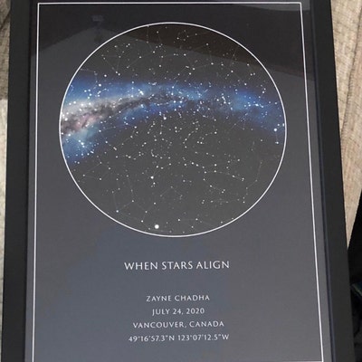 Custom Star Map White Star Map Poster the REAL Night Sky Constellation ...