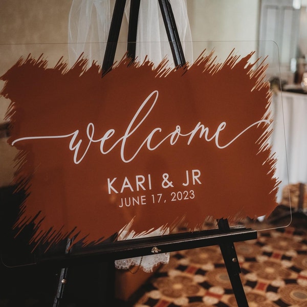 Welcome Wedding Sign, Personalized Welcome to Our Wedding Sign, Brushed ...