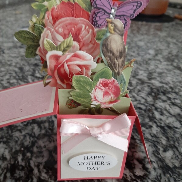 Happy Birthday Box Card, Handmade Mother's Day Card, Card for Mom, Gift ...