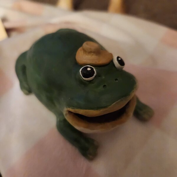 Handmade Polymer Clay Angry Screaming Black Desert Rain Frogs Figurine ...