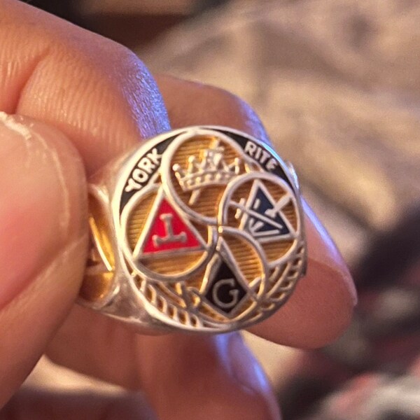 York Rite Ring Masonic Silver 925 Freemason Jewelry Masonry Lodge Gift ...
