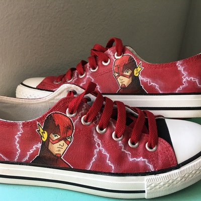 Flash and Arrow Painted Personalized Sneakers Superhero - Etsy