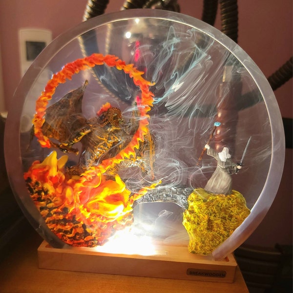 Gan.dalf - Bal.rog Epoxy Resin Lamp, Custom Anime Night Light, Japanese ...