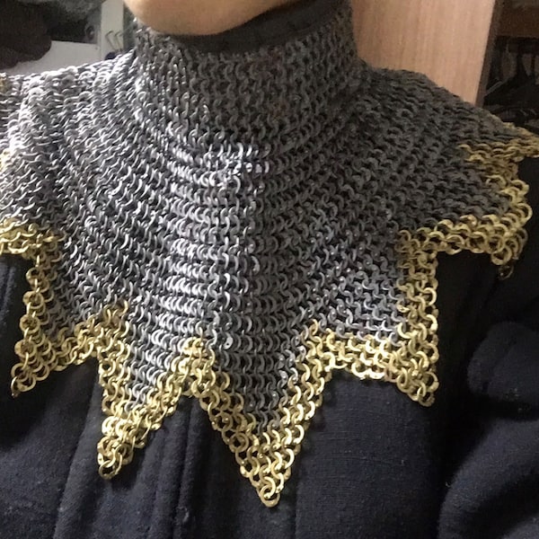 Gorget - Aventail - Chainmail Flat Riveted Rings Padded With White ...